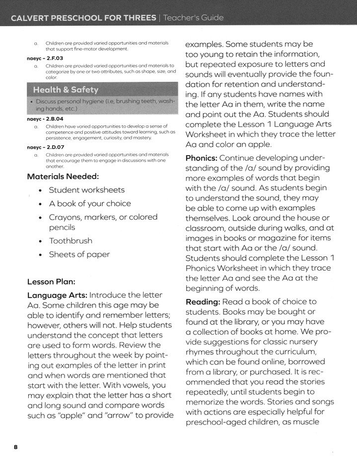 Calvert Education: Preschool for Threes Full Curriculum Kit