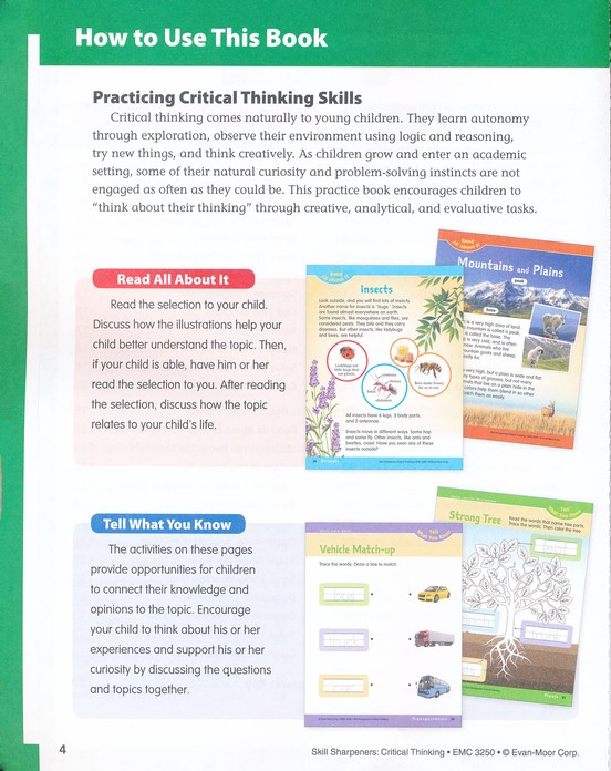 Evan-Moor: Skill Sharpeners, Critical Thinking - Gr. K
