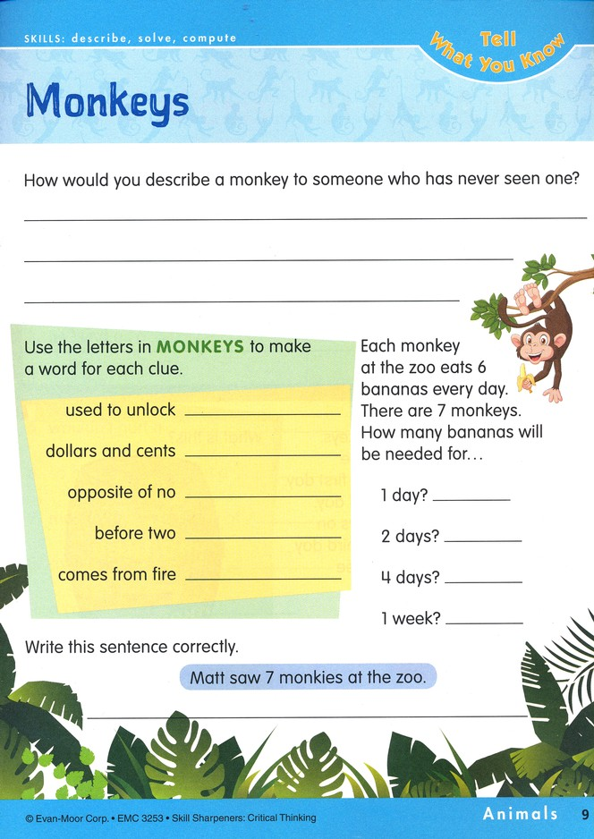 Evan-Moor: Skill Sharpeners, Critical Thinking - Grade 3