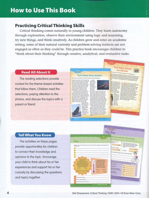 Evan-Moor: Skill Sharpeners, Critical Thinking - Grade 4 Class Pack