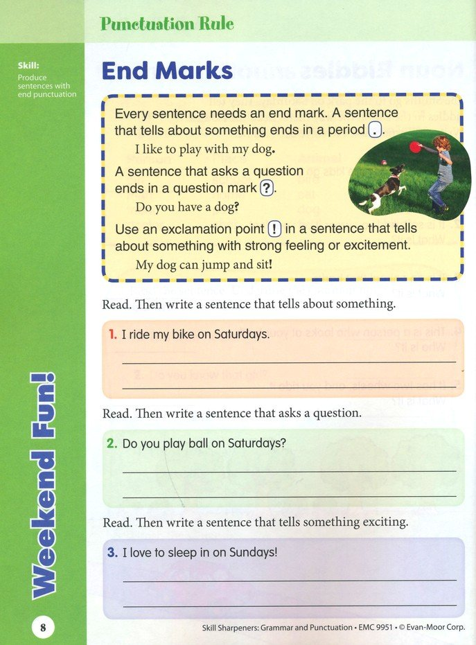 Evan-Moor Skill Sharpeners: Grammar & Punctuation, Grade 1