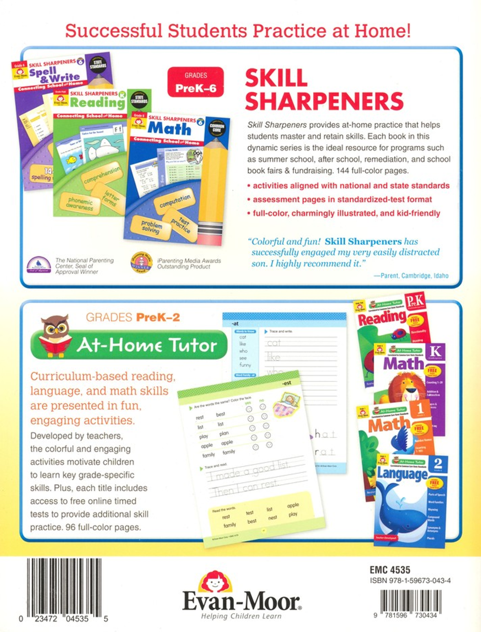 Evan Moor Skill Sharpeners Spell And Write Gr Pre K