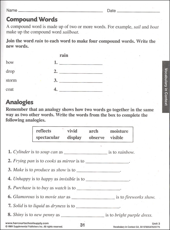 Vocabulary in Context For Common Core Standards Grade 4 - Classroom ...