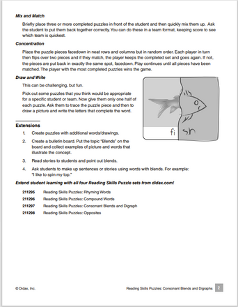 Reading Skills Puzzles: Complete Set - Classroom Resource Center