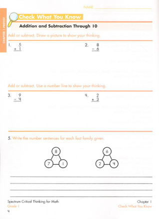 Spectrum Critical Thinking for Math Grade 1 - Classroom Resource Center
