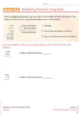 Spectrum Critical Thinking for Math Grade 5 - Classroom Resource Center