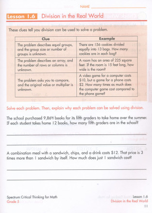 Spectrum Critical Thinking for Math Grade 5 - Classroom Resource Center