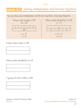 Spectrum Critical Thinking for Math Grade 6 - Classroom Resource Center