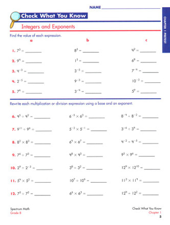 Spectrum Math Grade 8 - Classroom Resource Center