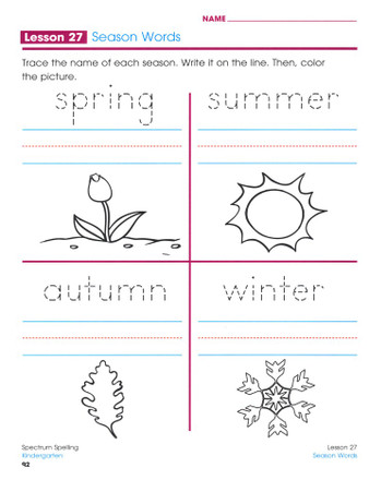 Spectrum Spelling Grade K - Classroom Resource Center