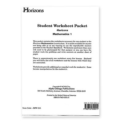Horizons Grade 1 Math Student Workbook Packet - Classroom Resource Center