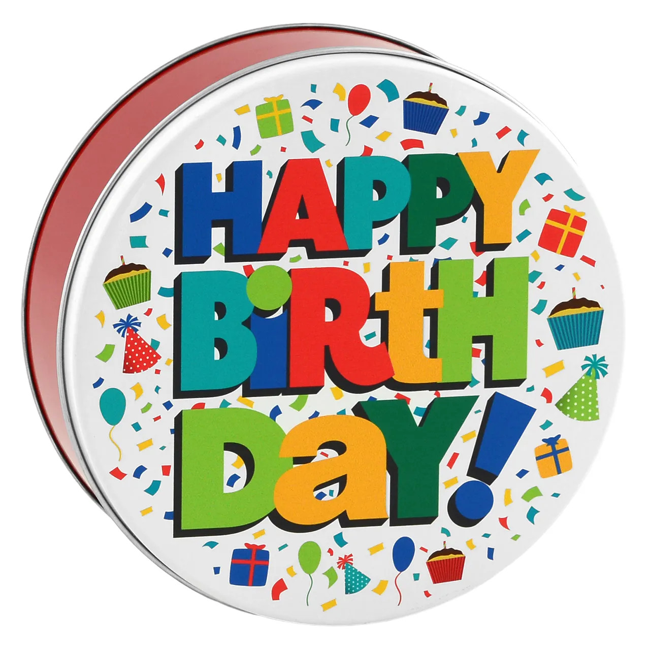 Birthday Bash Round Tin Container Size 2C | Atlantic Can
