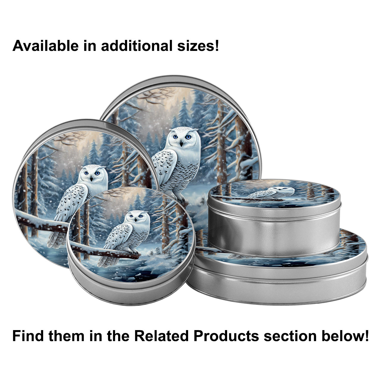 Snow Owl Round Tin Size 2C | Atlantic Can