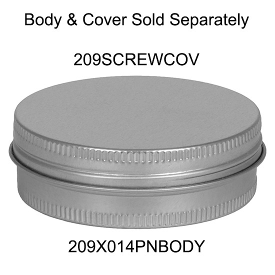 2 9/16" Diameter (2 oz.) Shallow Round Screw Top Seamless Tin Cover ...