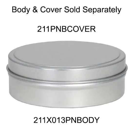 2 11/16" Diameter x 13/16" (3 oz.) Shallow Round Seamless Tin Cover ...