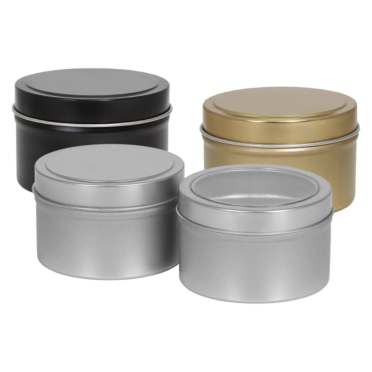 2 13/16" Diameter (6 oz.) Deep Round Platinum Seamless Tin Cover ...