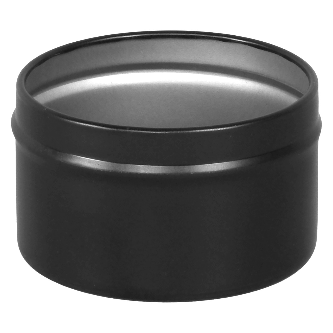 2 13/16" Diameter (6 oz.) Deep Round Black Seamless Tin Body | Atlantic Can
