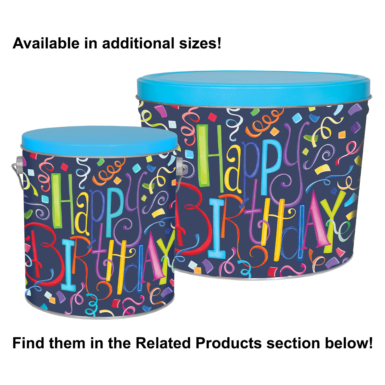 Happy Birthday Tall Round Tin Size 8S | Atlantic Can