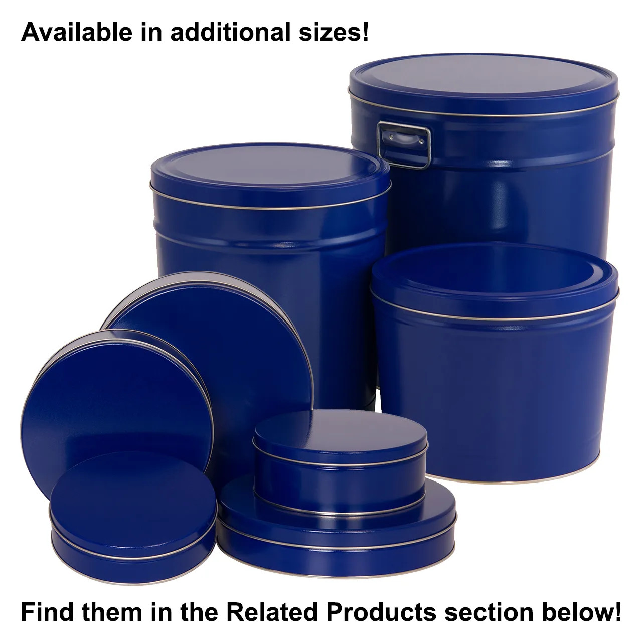 Blue Solid Round Tin Container Size 5C | Atlantic Can
