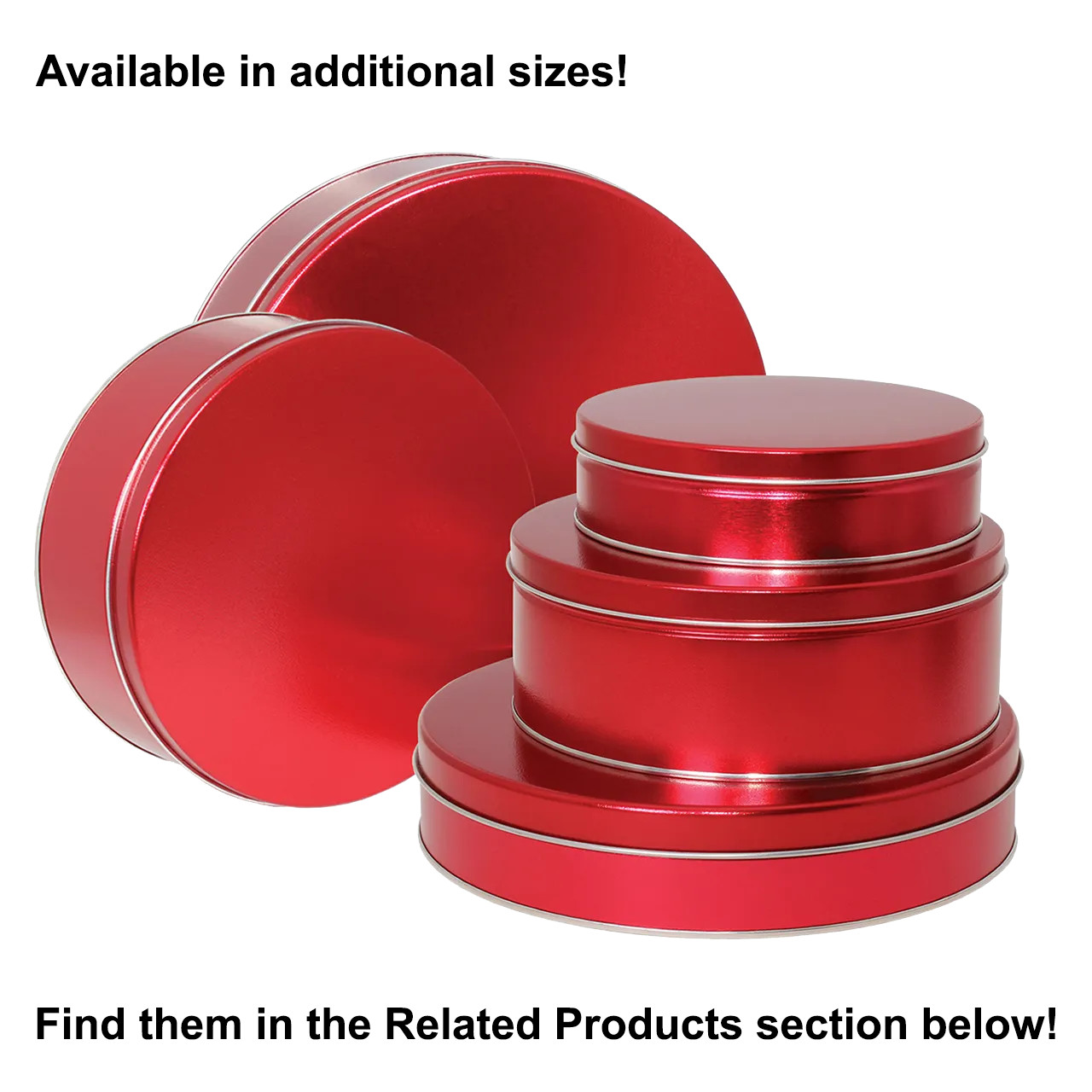 Metallic Red Solid Round Tin Container Size 3C | Atlantic Can