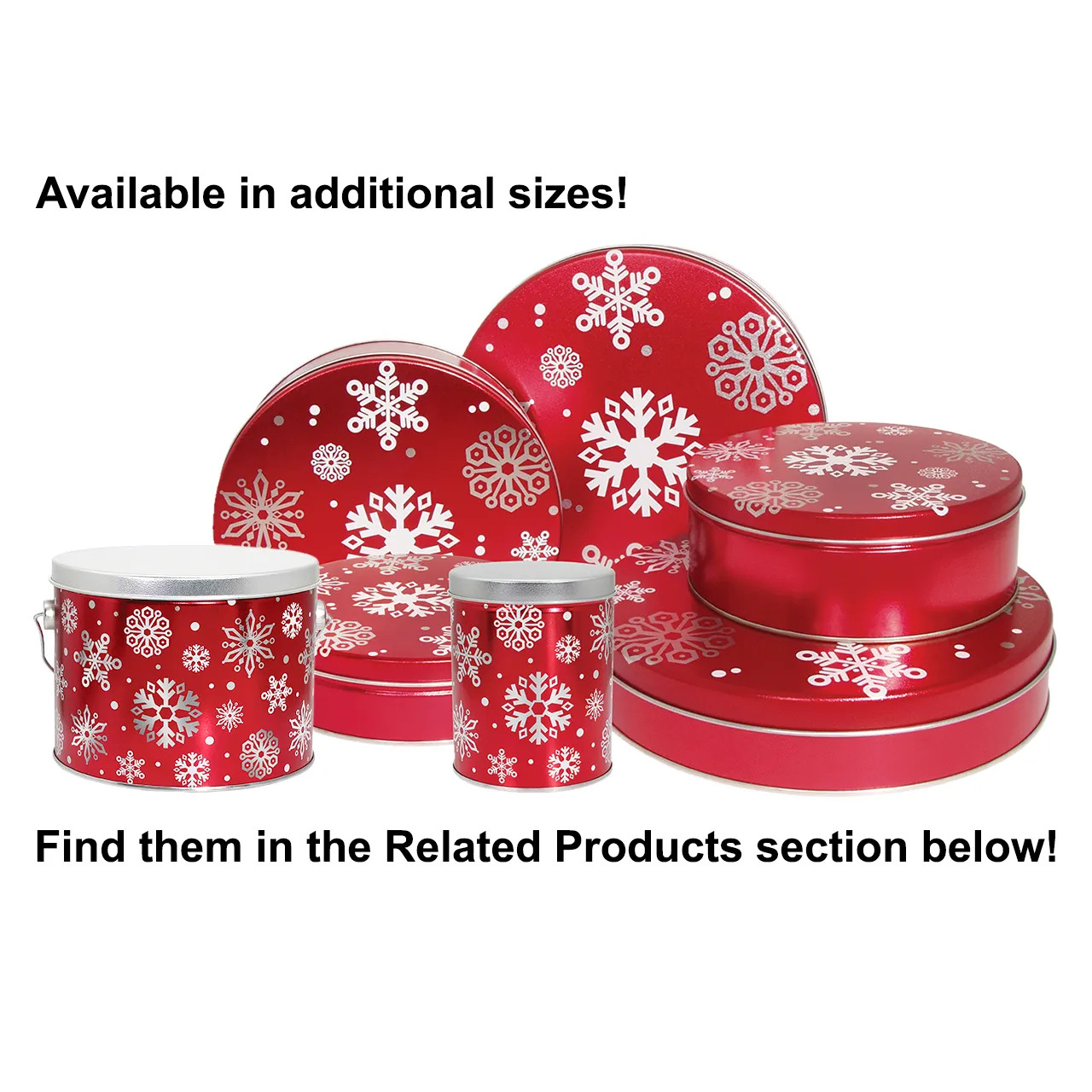 Red with Snowflakes Round Tin Size 3C | Atlantic Can