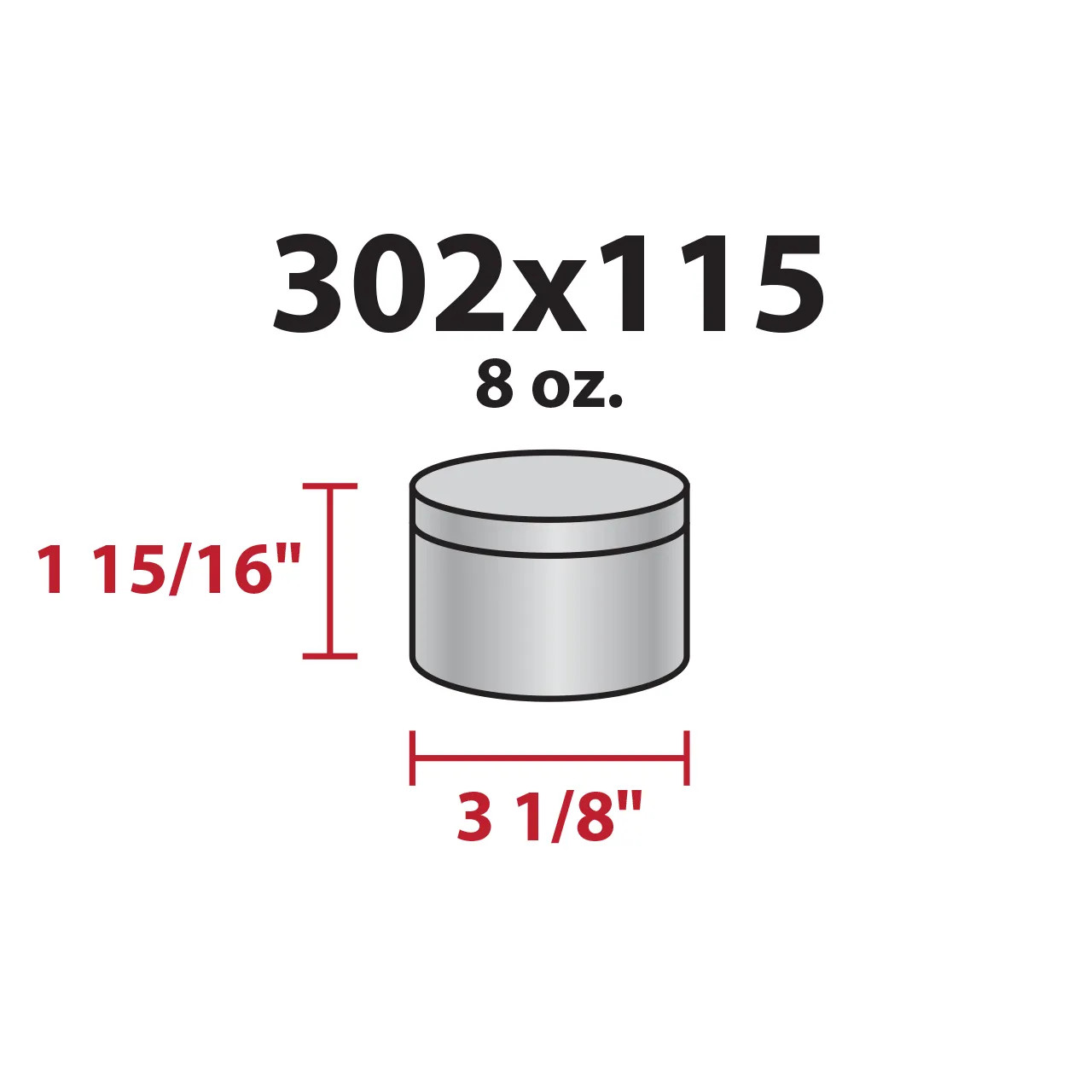 3 1/8" Diameter x 1 15/16" (8 oz.) Round Gold Seamless Tin Body ...