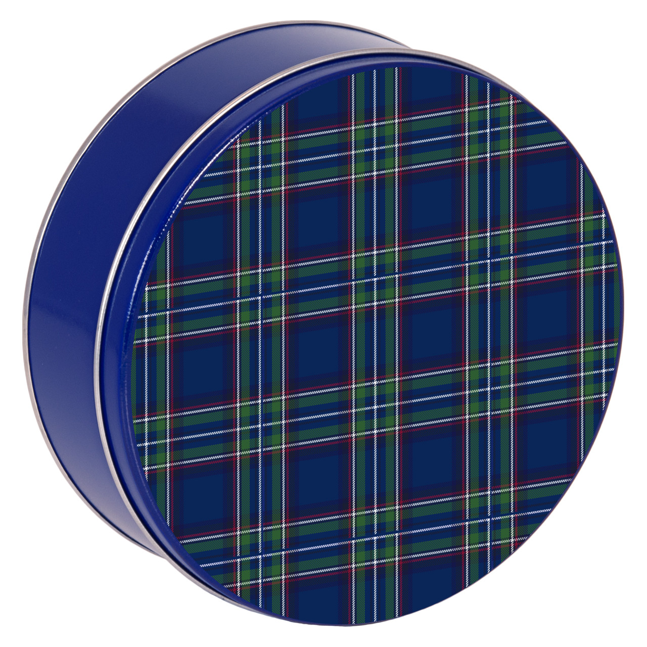 Tartan Blue Round Tin Container Size 1S | Atlantic Can