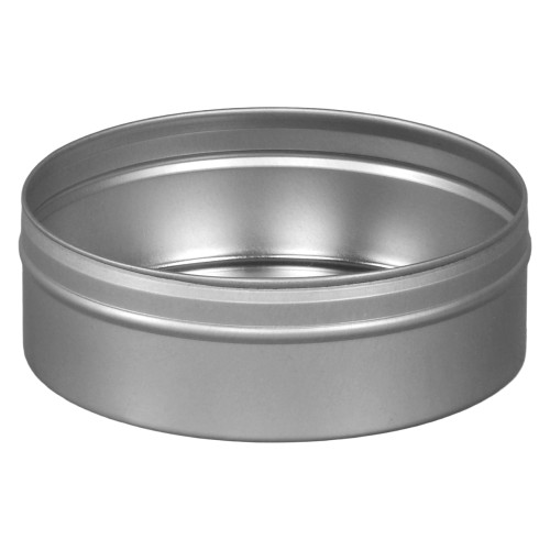 3 1/2" Diameter (6 oz.) Shallow Round Platinum Seamless Tin Body ...