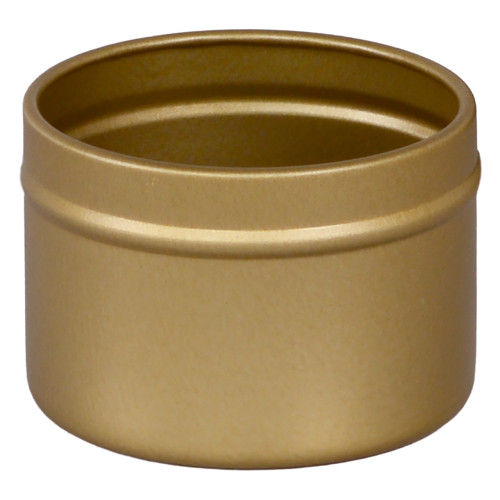 2 1/16" Diameter (2 oz.) Deep Round Gold Seamless Tin Body | Atlantic Can