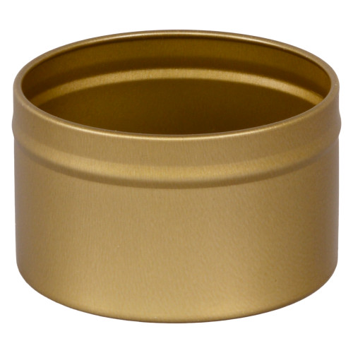 3 1/8" Diameter x 1 15/16" (8 oz.) Round Gold Seamless Tin Body ...