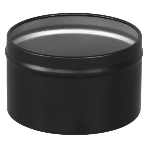 3 1/8" Diameter x 1 15/16" (8 oz.) Round Black Seamless Tin Body ...