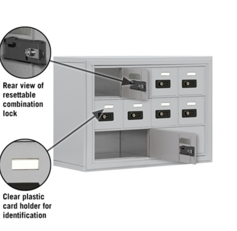 10 Door Cell Phone Locker with Combination Locks - Locking Security Mailbox