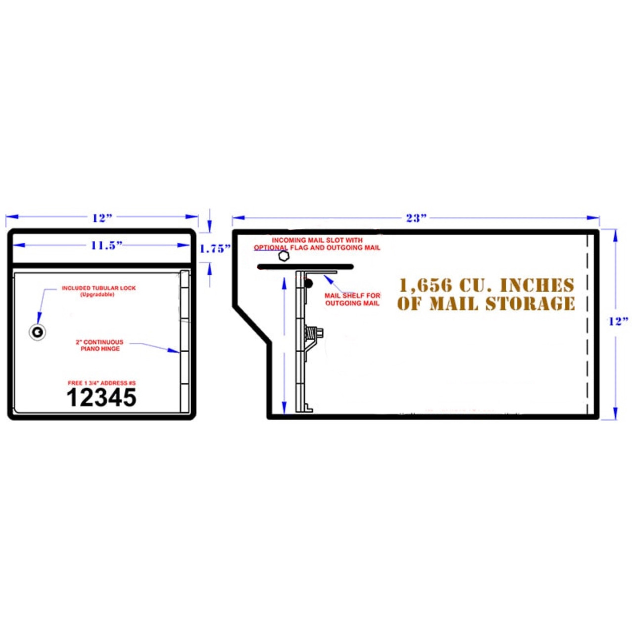 Large Rural Locking Mailbox 3 Gauge Steel Extra Heavy Duty Mailbox ...