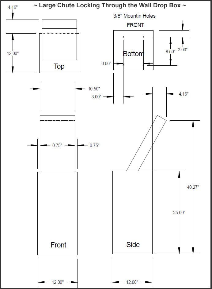 Large Chute Locking Through the Wall Drop Box - Locking Drop Boxes