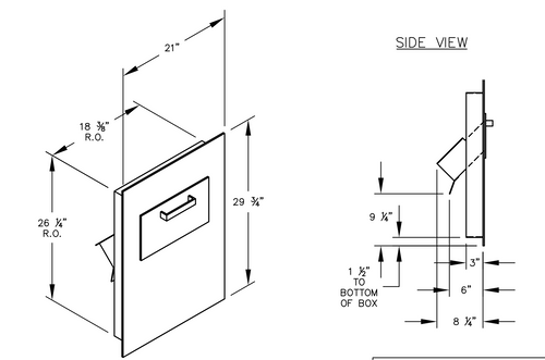 Through The Wall Commercial Drop Chute For Envelopes and Small Packages ...