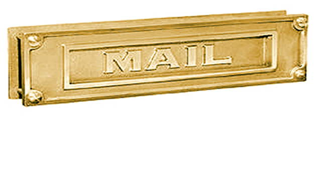Embossed Brass Door Mail Slot - Mail Slots Residential and Commercial