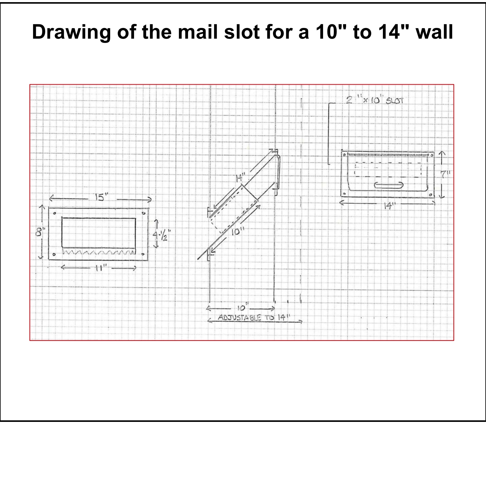 Adjustable Through the Wall Mail Drop Slot - Locking Security Mailbox