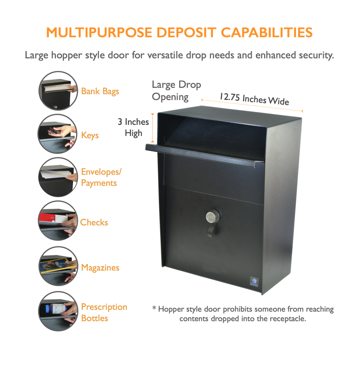 Payment Wall Mounted Drop Box with Combination Lock