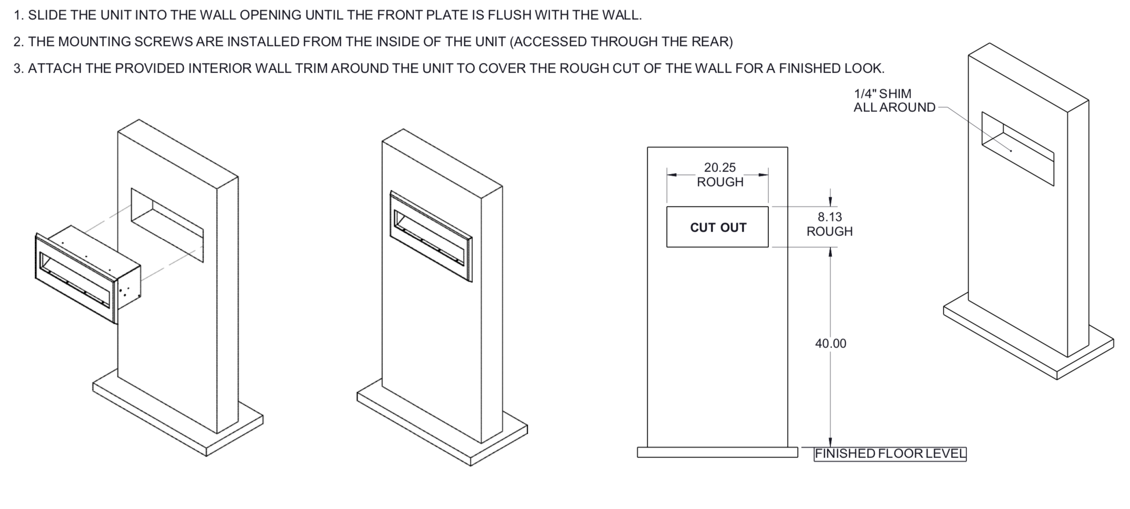 Stainless Steel Through Wall Interior Drop Slot