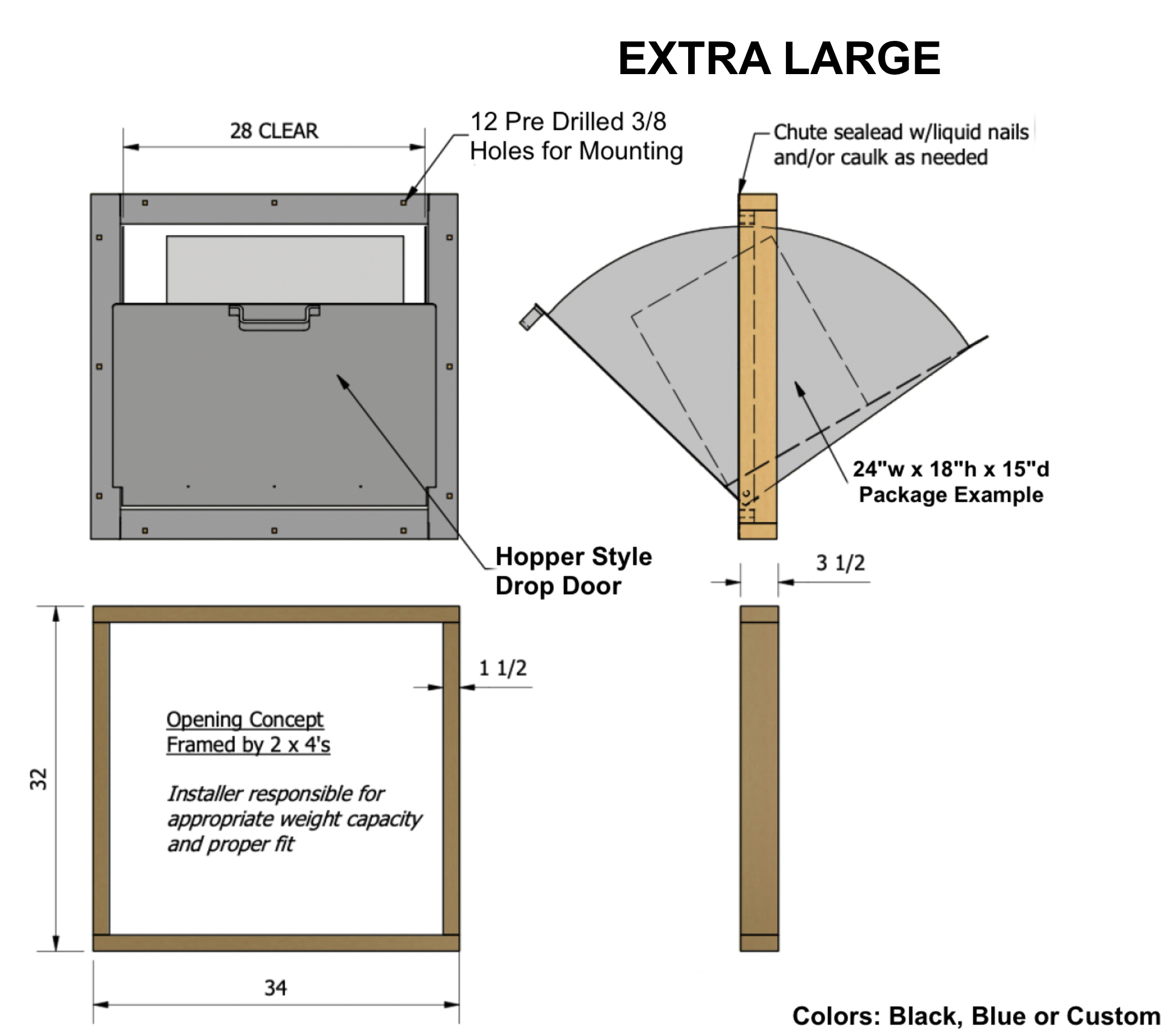 Large Package Through Wall Drop With Hopper Drop Door