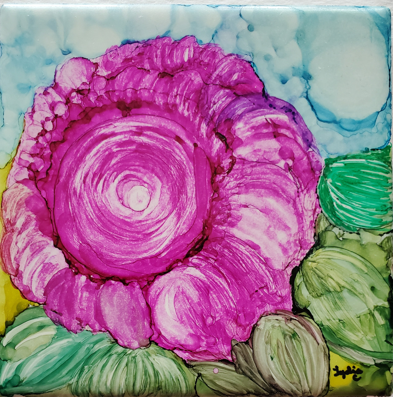 Art Tile Unframed Raspberry Flower - lydiasland.com