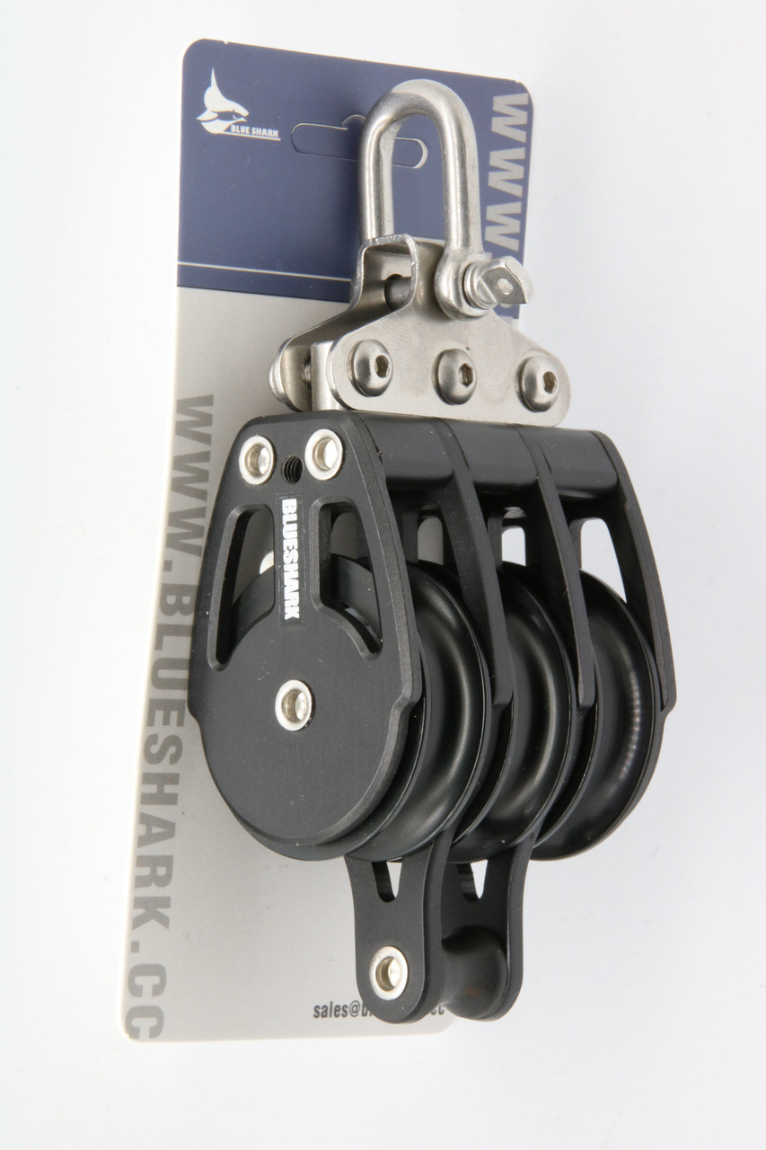 BLUESHARK 38mm Fixed Triple Becket Aluminum Sailing Block 2257 - MarineNow