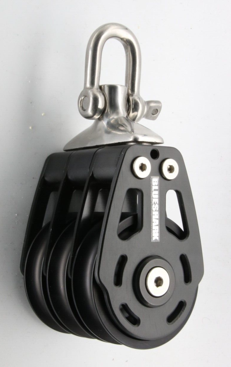 BLUESHARK 75mm Triple FIxed High Performance Aluminum Sailing Block ...