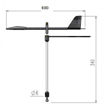 BLUESHARK 15.7 in (400MM) On the Top of the Mast Mount Wind Indicator ...
