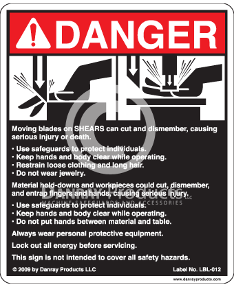 Danray Safety Sign - Shears - Stronghold Safety Engineering