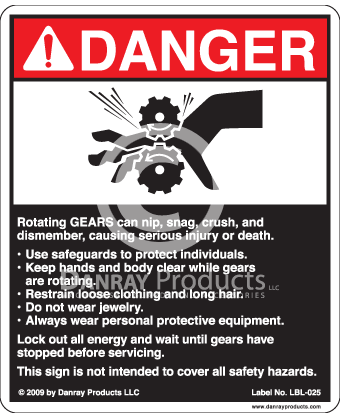 Danray Safety Sign - Gears - Stronghold Safety Engineering