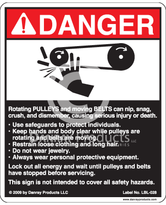 Danray Safety Sign - Belts & Pulleys - Stronghold Safety Engineering