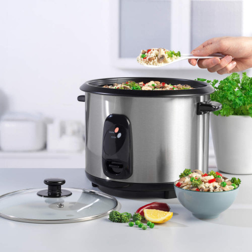Rice Cooker With Removable Non-Stick Bowl & Tempered Glass Lid, 1.8 ...