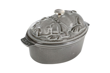 Staub Cast Iron 1 qt. Pig Cocotte - Graphite Grey