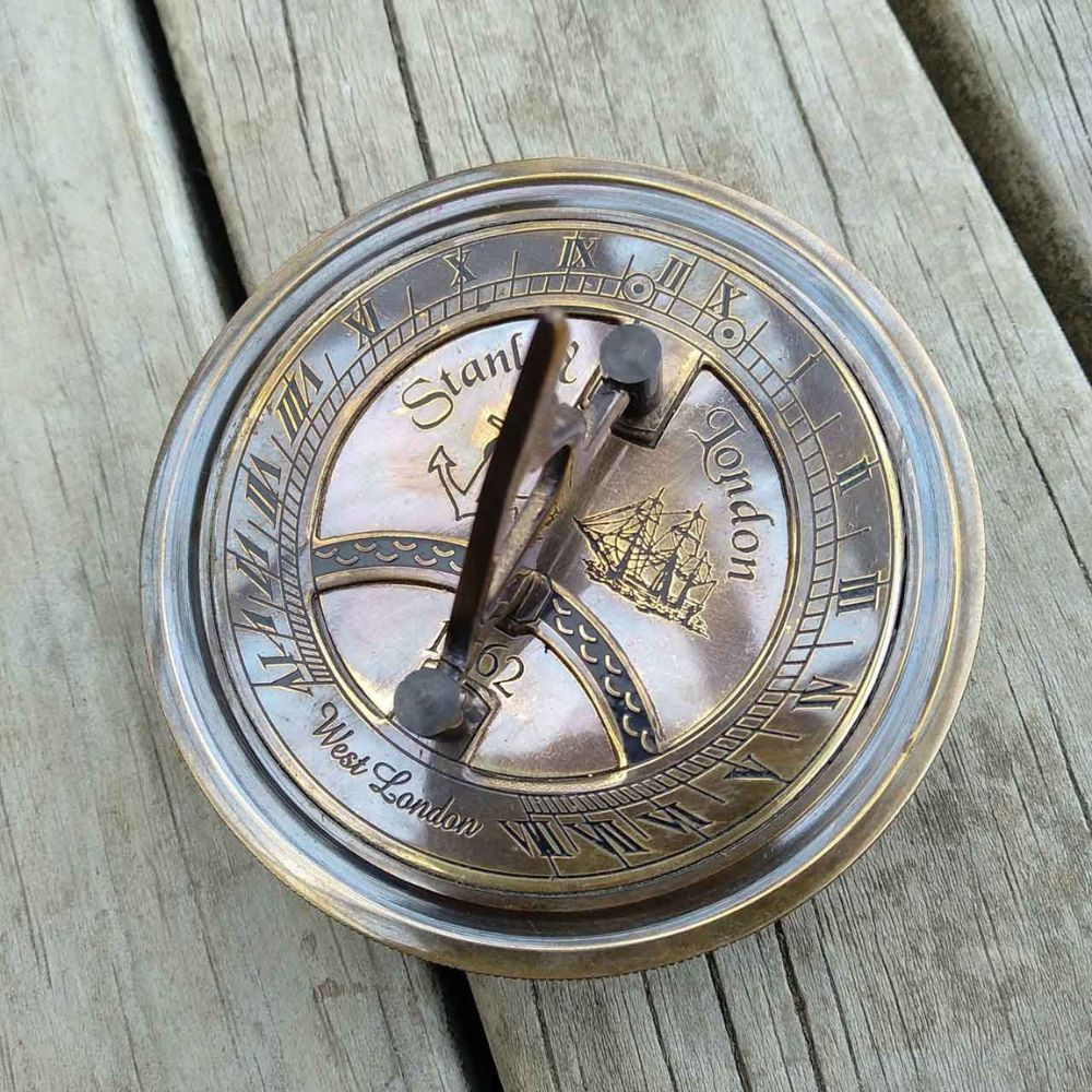 Buy Brass Compass & Sundial in Leather Case by Backyard | CSL | Buy Now